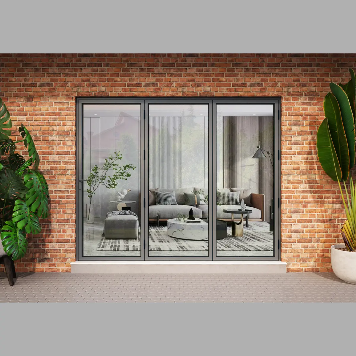 3000 x 2400 3 Panel Anthracite Grey bifold